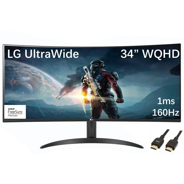 LG 34" UltraWide QHD (3440x1440) Curved Monitor, 21:9 VA Display, 160Hz ...