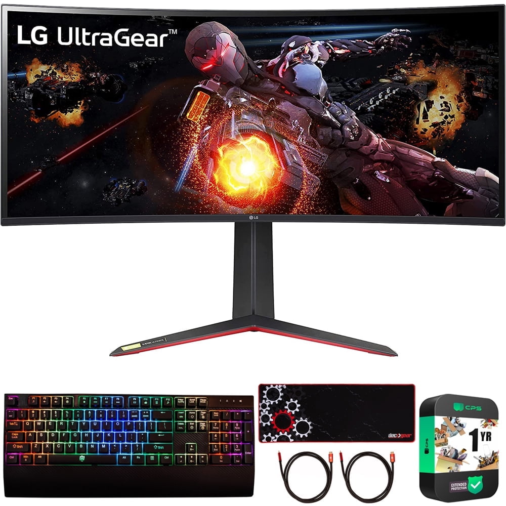 LG 34GP950G-B 34 inch Ultra Gear QHD 3440 x 1440 Nano IPS Curved Gaming Monitor Bundle with Deco ...