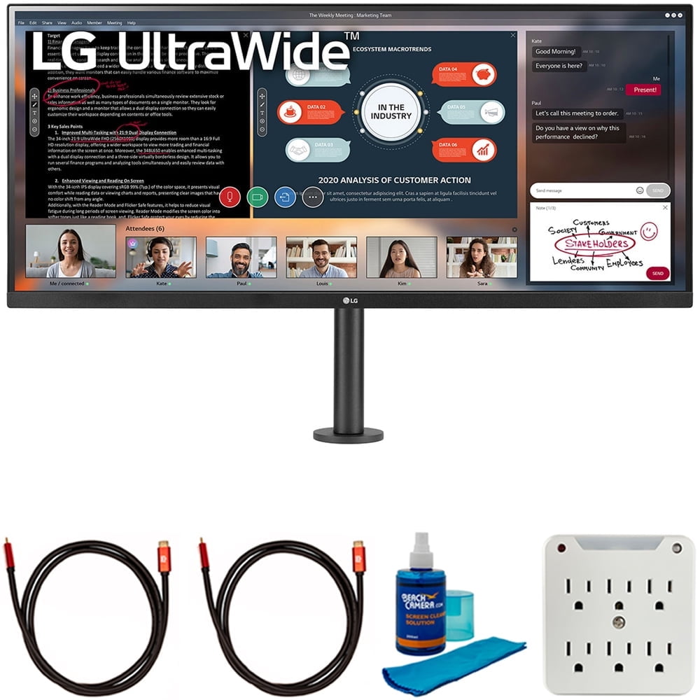 LG 34WP580-B 34 inch UltraWide FHD HDR Monitor with Ergo Stand Bundle ...