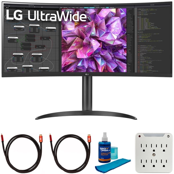 LG 34WQ75C-B 34 inch Curved UltraWide QHD IPS PC Monitor with 2x 6FT ...