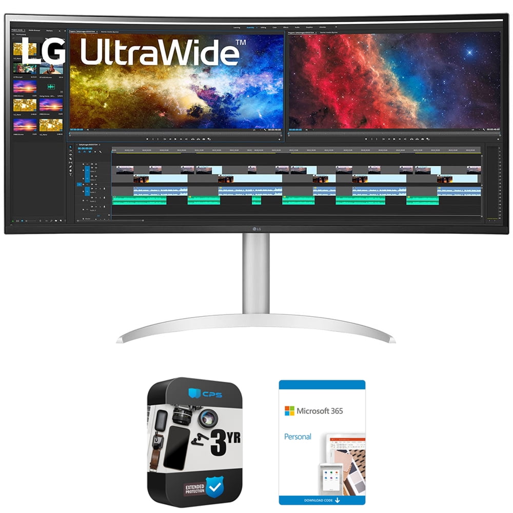 LG 38WP85C-W 38" Curved 21:9 UltraWide QHD 3840x1600 PC Monitor Bundle ...