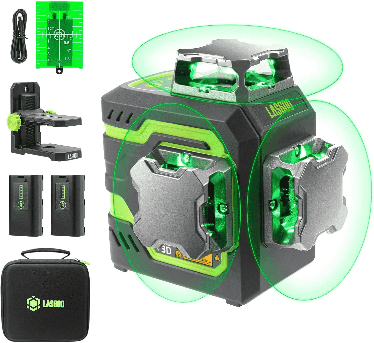 Free Shipping! LASGOO LG-3D Laser Level Self Leveling 3x360° Green Beam ...