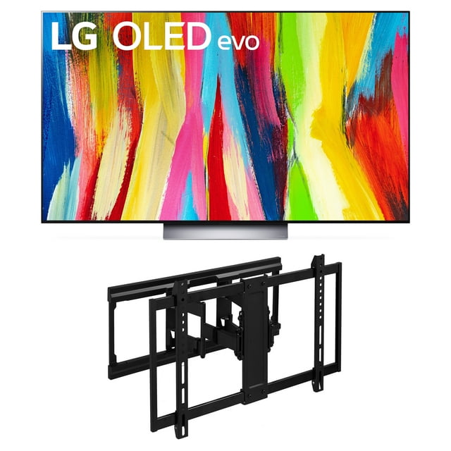 LG 55" OLED C2 4K TV with a onn. Ultra-Slim Full Motion TV Wall Mount ...