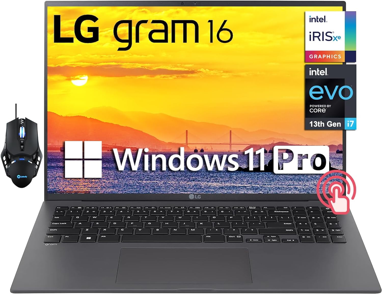 LG Gram 16 Lightweight Touchscreen Business Laptop, 13th Gen Intel Core i7-1360P, 16GB RAM, 2TB ...