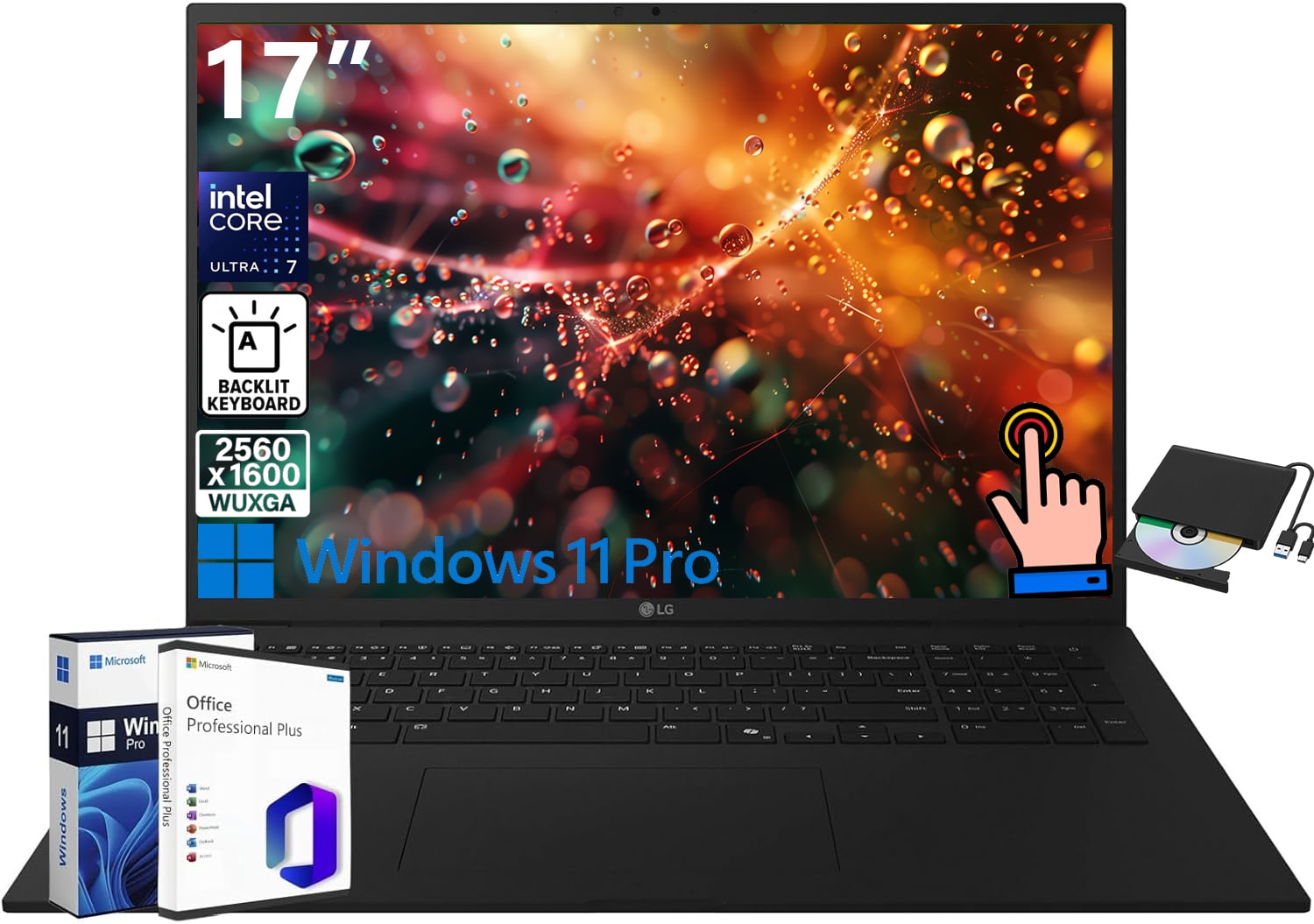 LG Gram 17" WQXGA Touchscreen Laptop - Office Lifetime, 32GB RAM, 2TB SSD, Intel Ultra 7 Series ...