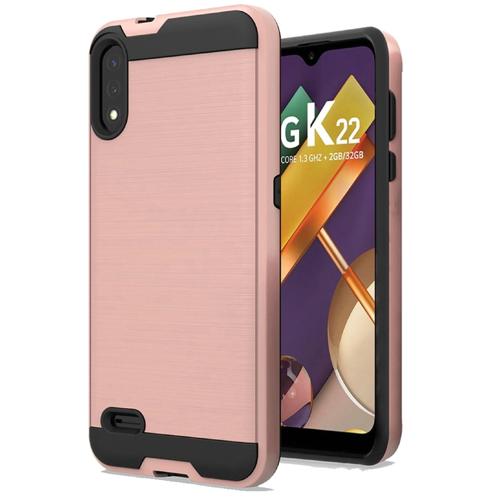 LG K22 / K32 5G Phone Case Hybrid Rugged Brushed Metal Design [Soft TPU ...