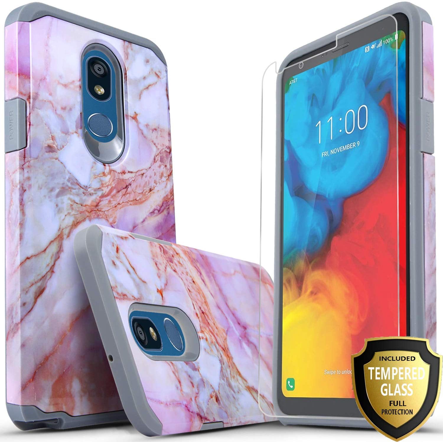 LG K40 Case, LG Solo LTE, LG K12 Plus / X4 2019 Case, With [Tempered Glass Screen Protector ...