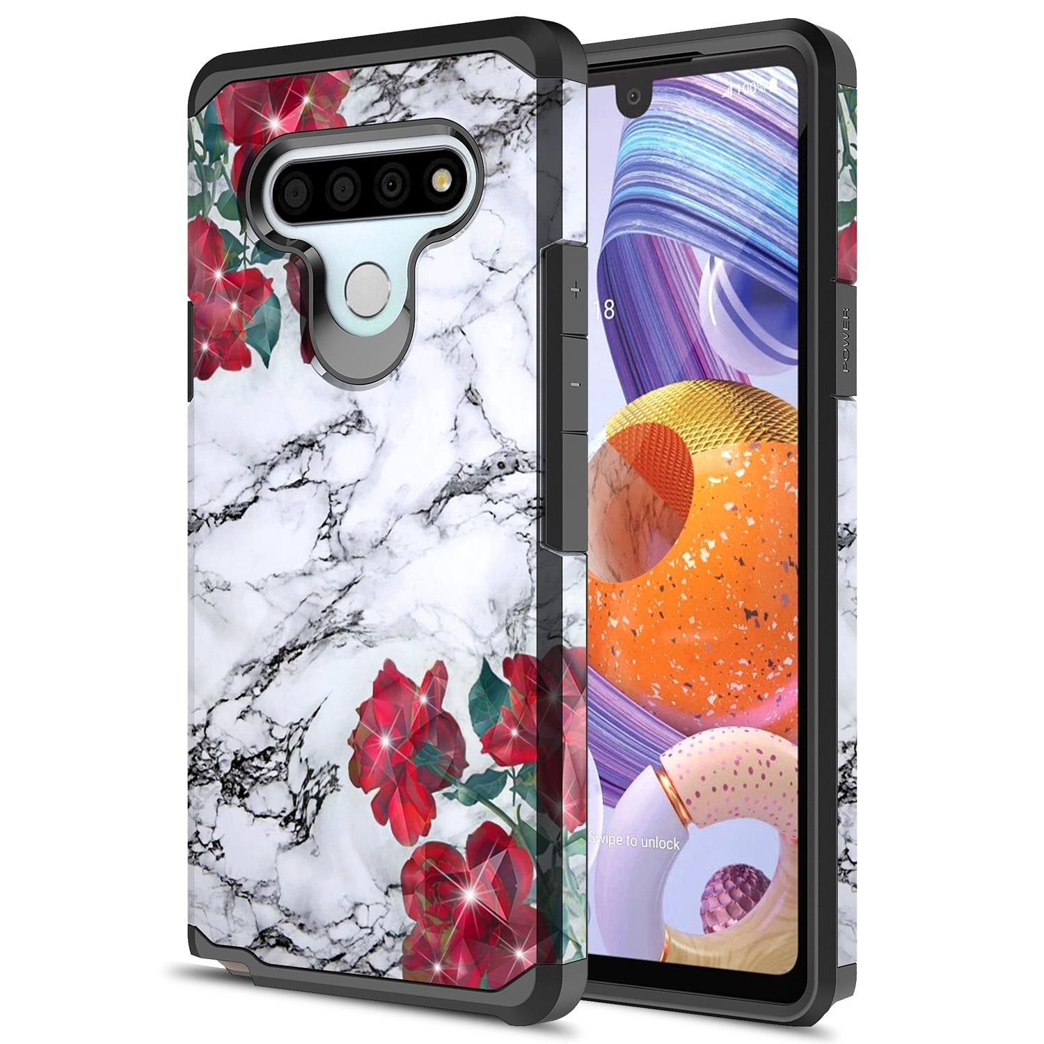 LG K51 Case, Rosebono Slim Hybrid Dual Layer Shockproof Hard Cover ...