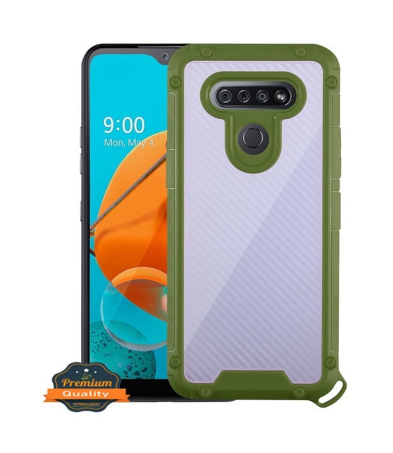 LG K51 Phone Case Transparent Carbon Fiber Texture Hybrid Armor ...