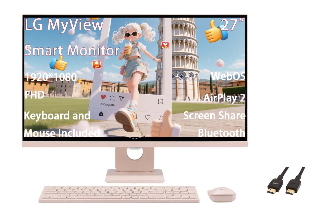 LG MyView Smart Monitor 27 inch, with Wireless Keyboard and Mouse, 16:9 ...