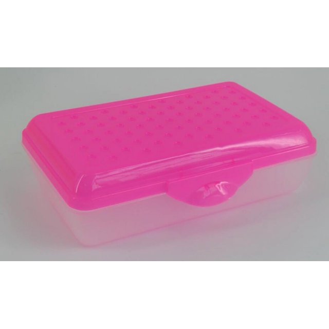 LG NEON PENCIL BOX;LARGE SCHOOL BOX;WHITE BASE,DESR & NEON LID;1-PACK ...
