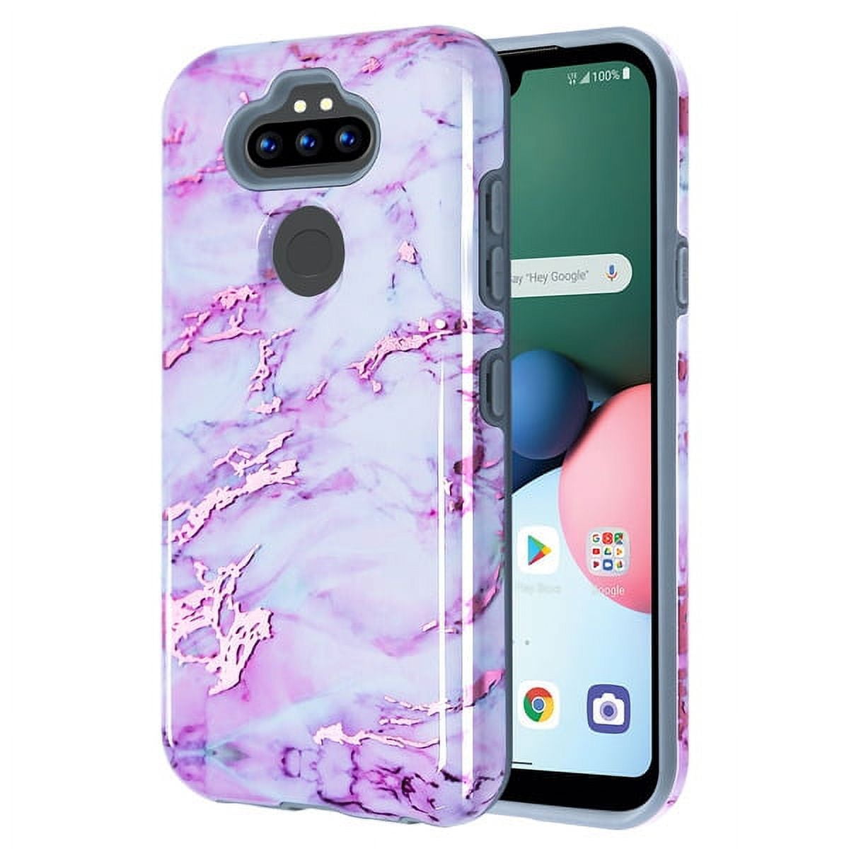 LG Phoenix 5 /Tribute Monarch /K8x Phone Case Marble Hybrid Armor ...