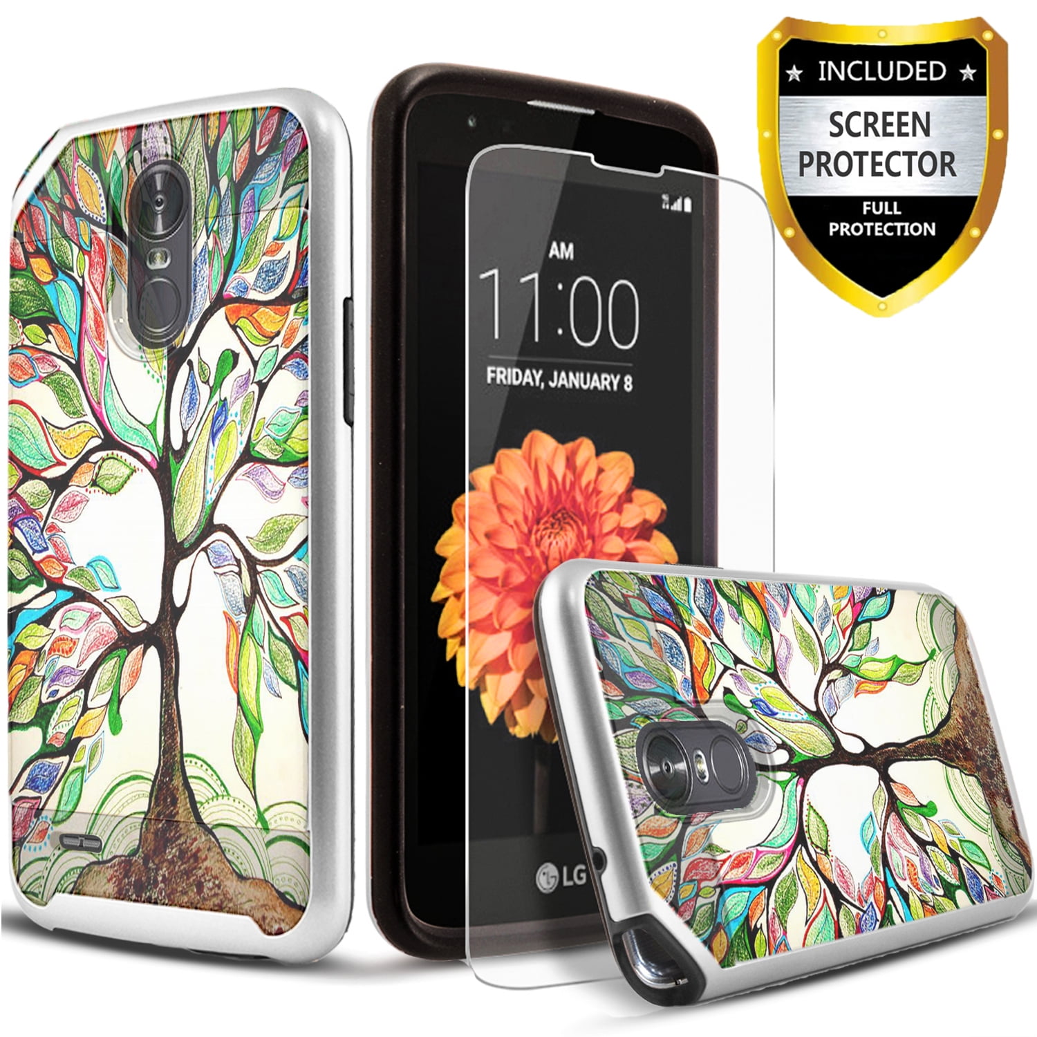 LG Stylos 3 Case, LG Stylo 3 Plus Case, 2-Piece Style Hybrid Shockproof ...