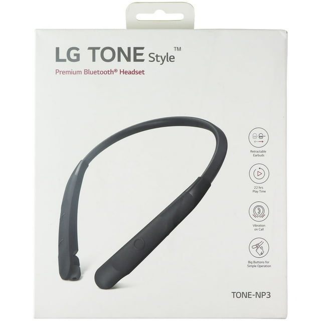 LG TONE Style NP3 Premium Bluetooth Wireless Retractable Headphones - Black - Walmart.com
