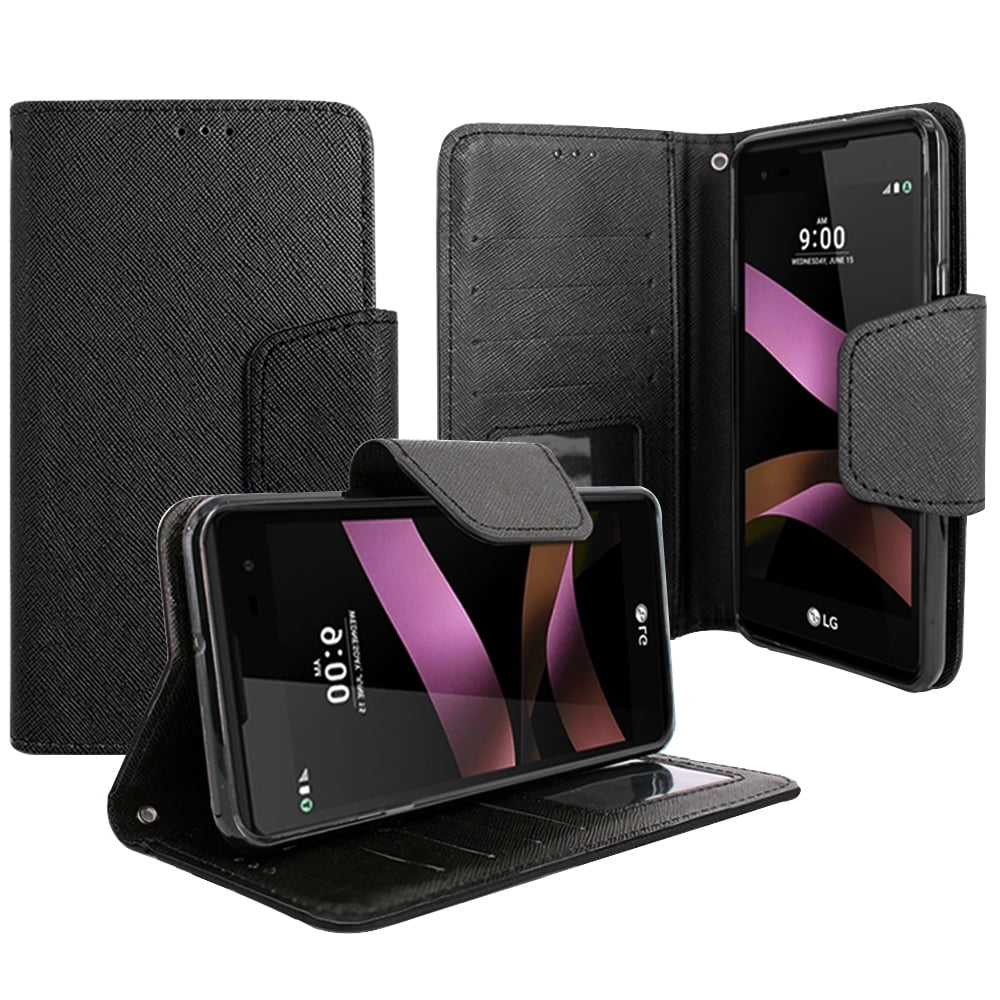 LG Tribute HD / X Style / Volt 3 / LS676 Magnetic flap Streak Leather Wallet Pouch Case Cover ...