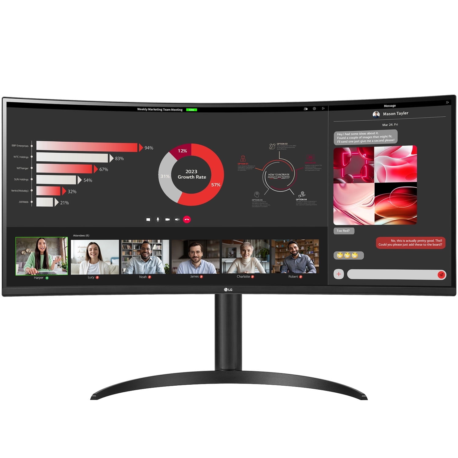 "LG UltraWide Curved LED Monitor 34WR55QC-B, 34"" - 3440 x 1440 UWQHD ...