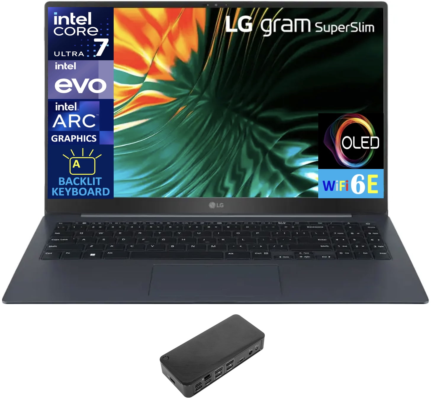 LG gram SuperSlim AI Powered Laptop 15.6in OLED FHD Display (Intel Ultra 7-155H, 16GB LPDDR5X ...