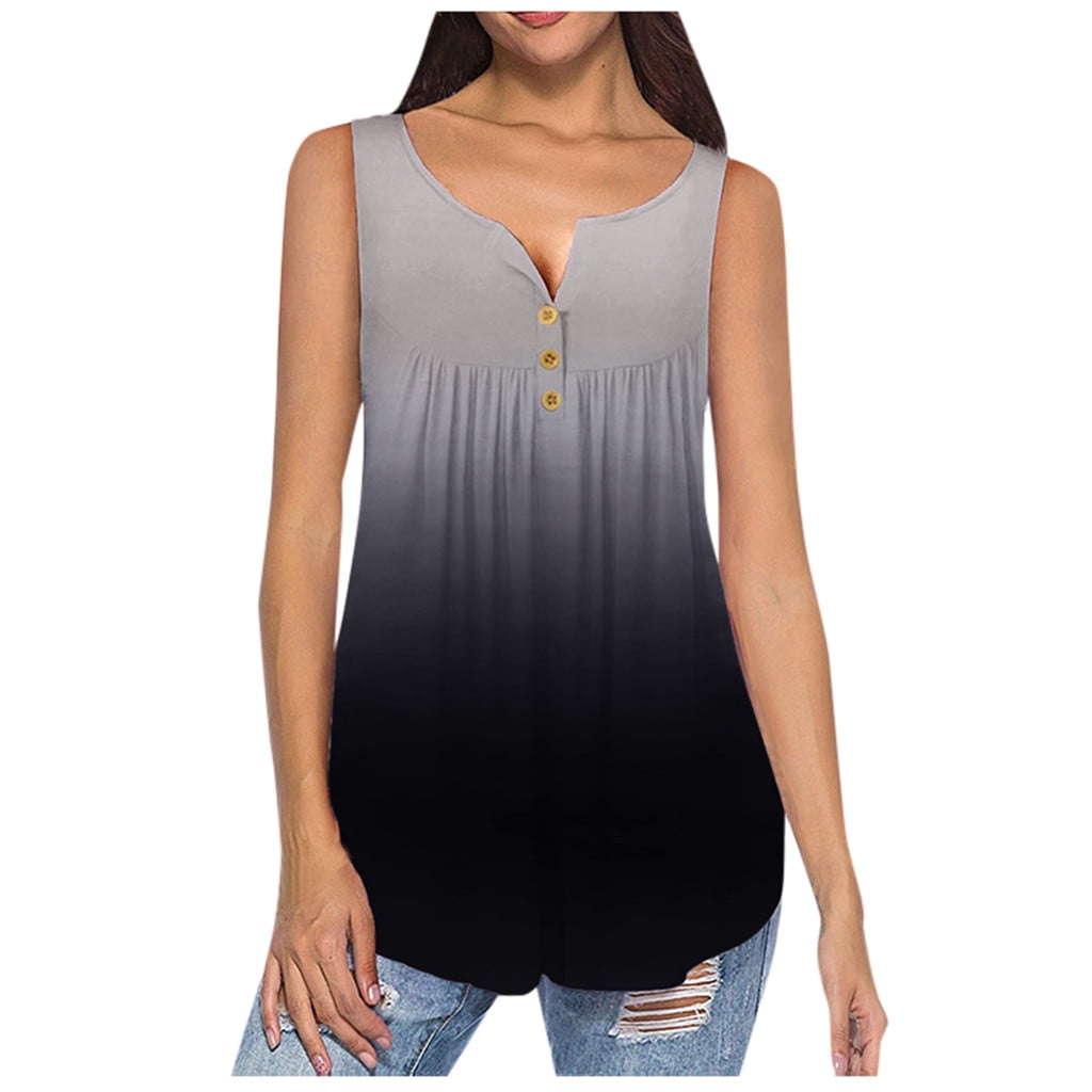 Lgaswyx Summer Basics Womens Clothing Women Plus Size Gradient V Neck