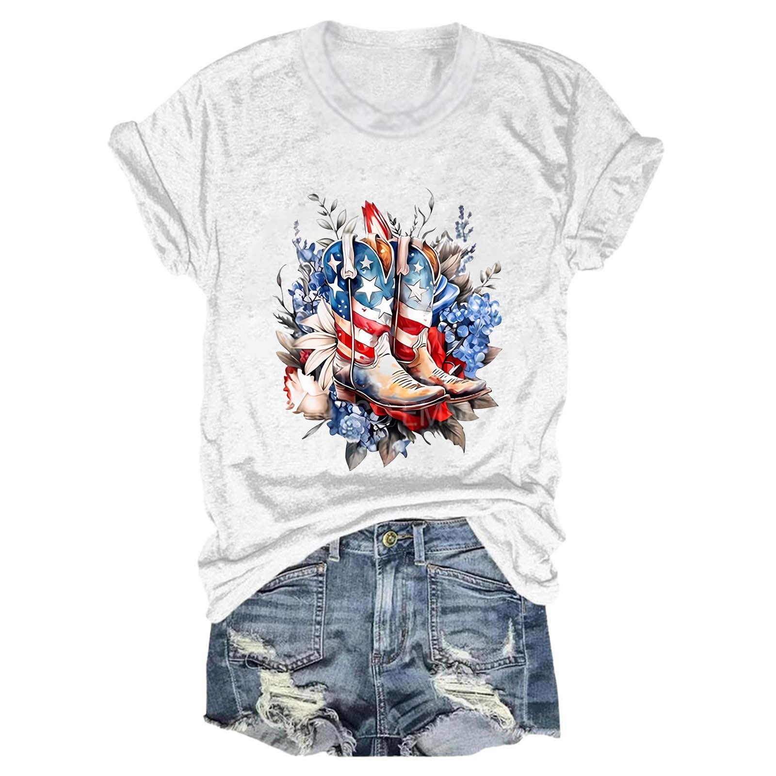 Lgaswyx Summer Basics Womens Clothing Womens Independence Day Happy