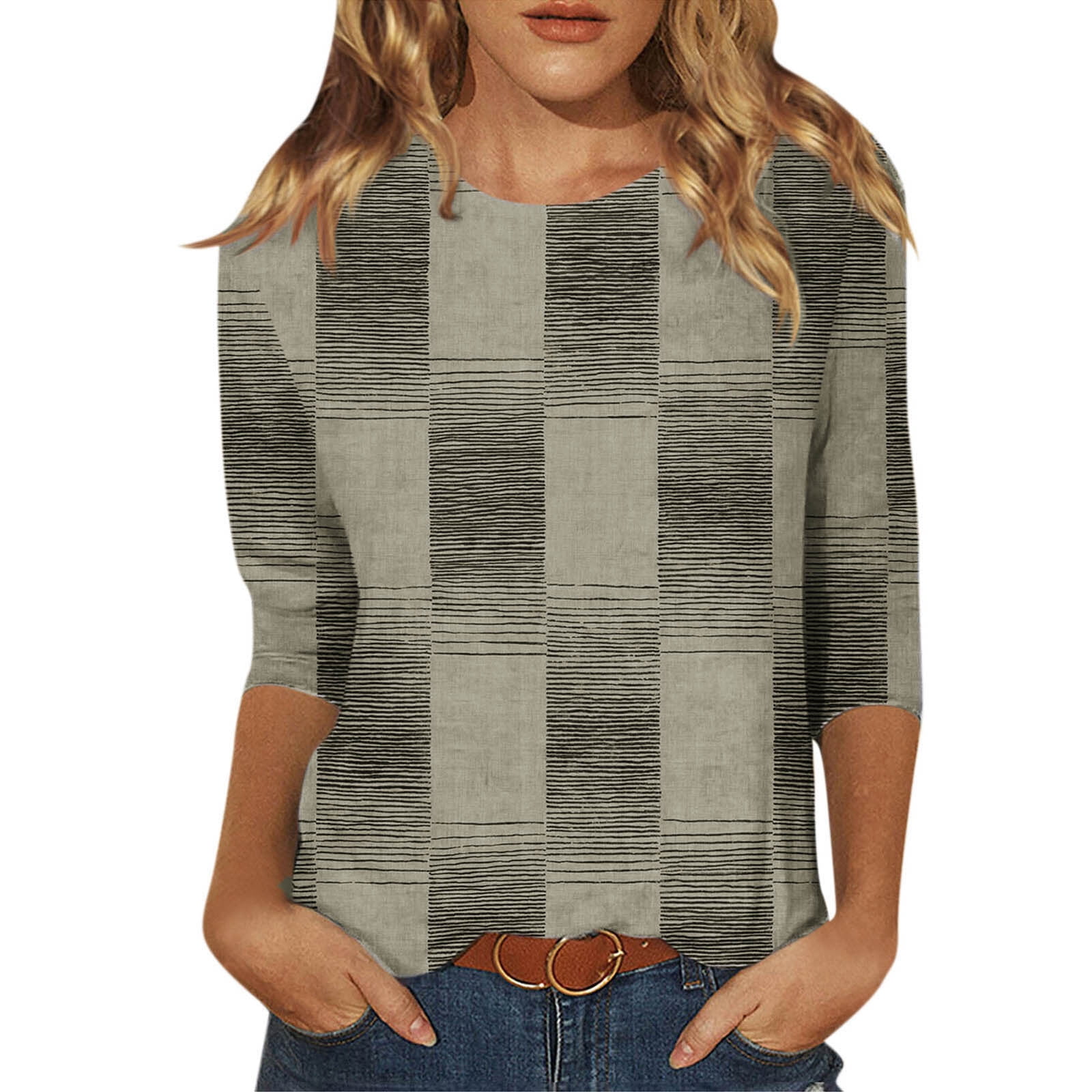 Lgaswyx Summer Basics Womens Clothing Women Summer Tops Round Neck