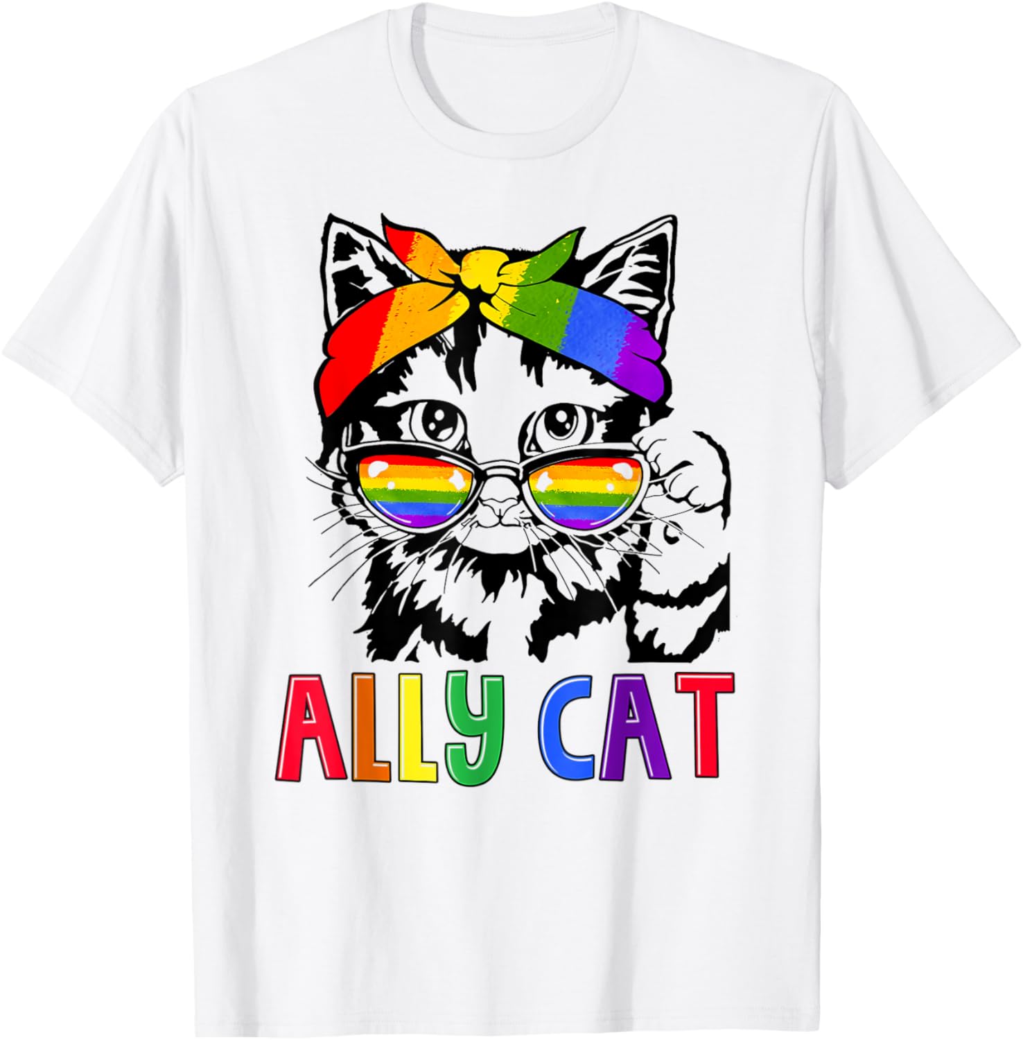 LGBT Ally Cat Be Kind Gay Rainbow Funny LGBTQ Gift Idea T-Shirt Tops ...
