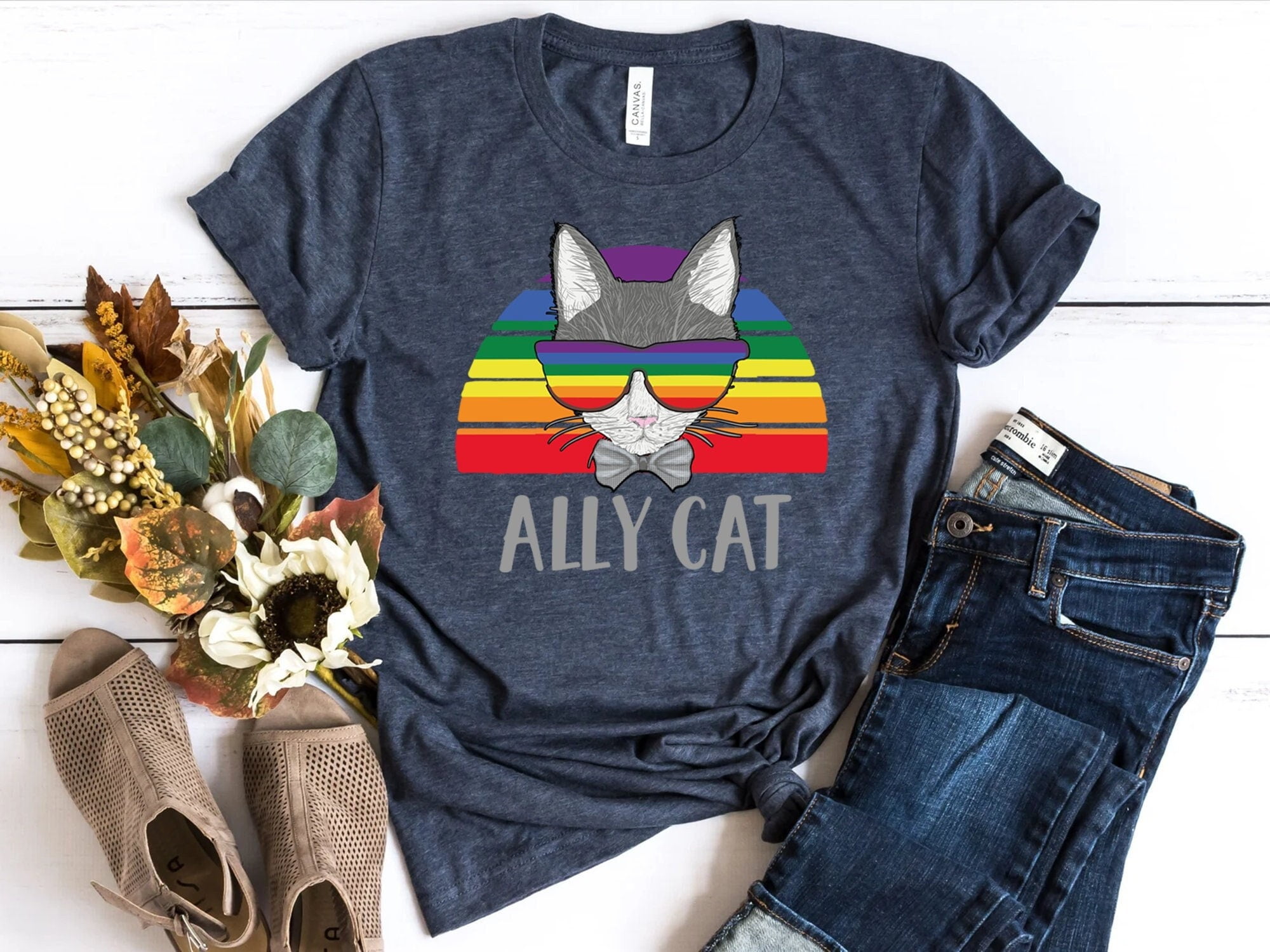LGBT Ally Cat T-Shirt, LGBTQ Cat Shirt, Funny LGBT T-Shirt Gift Idea ...