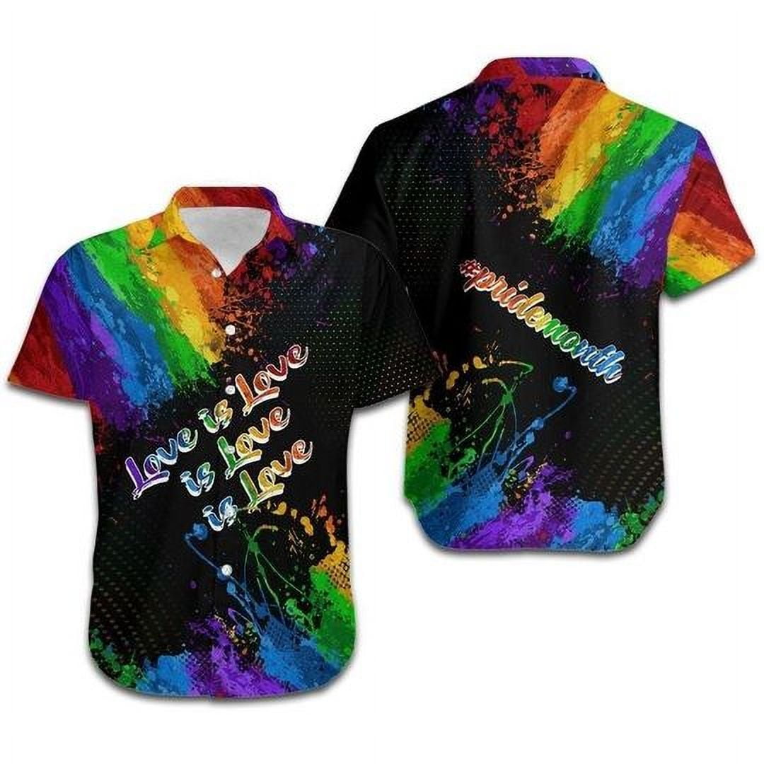 LGBT Aloha Hawaiian Shirt For Men and Women, Love Is Love - Walmart.com