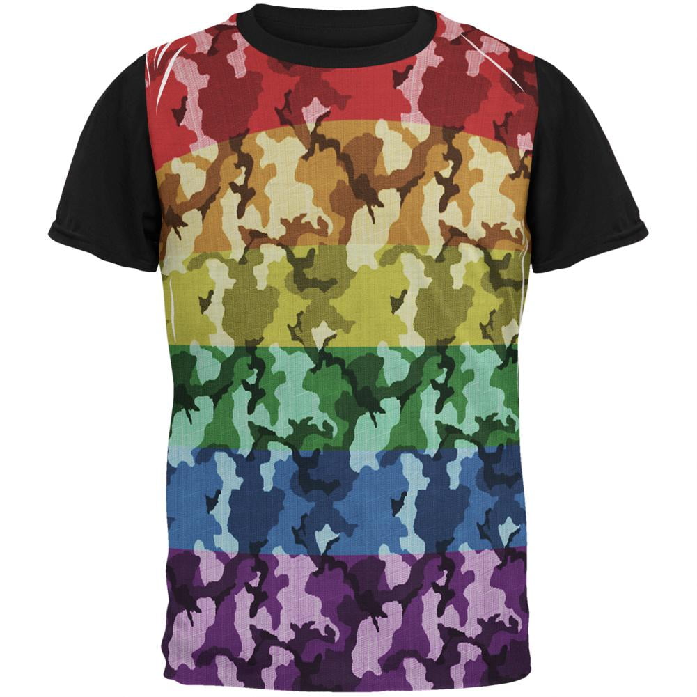 LGBT Camo Pride In The Military All Over Mens Black Back T Shirt Multi ...