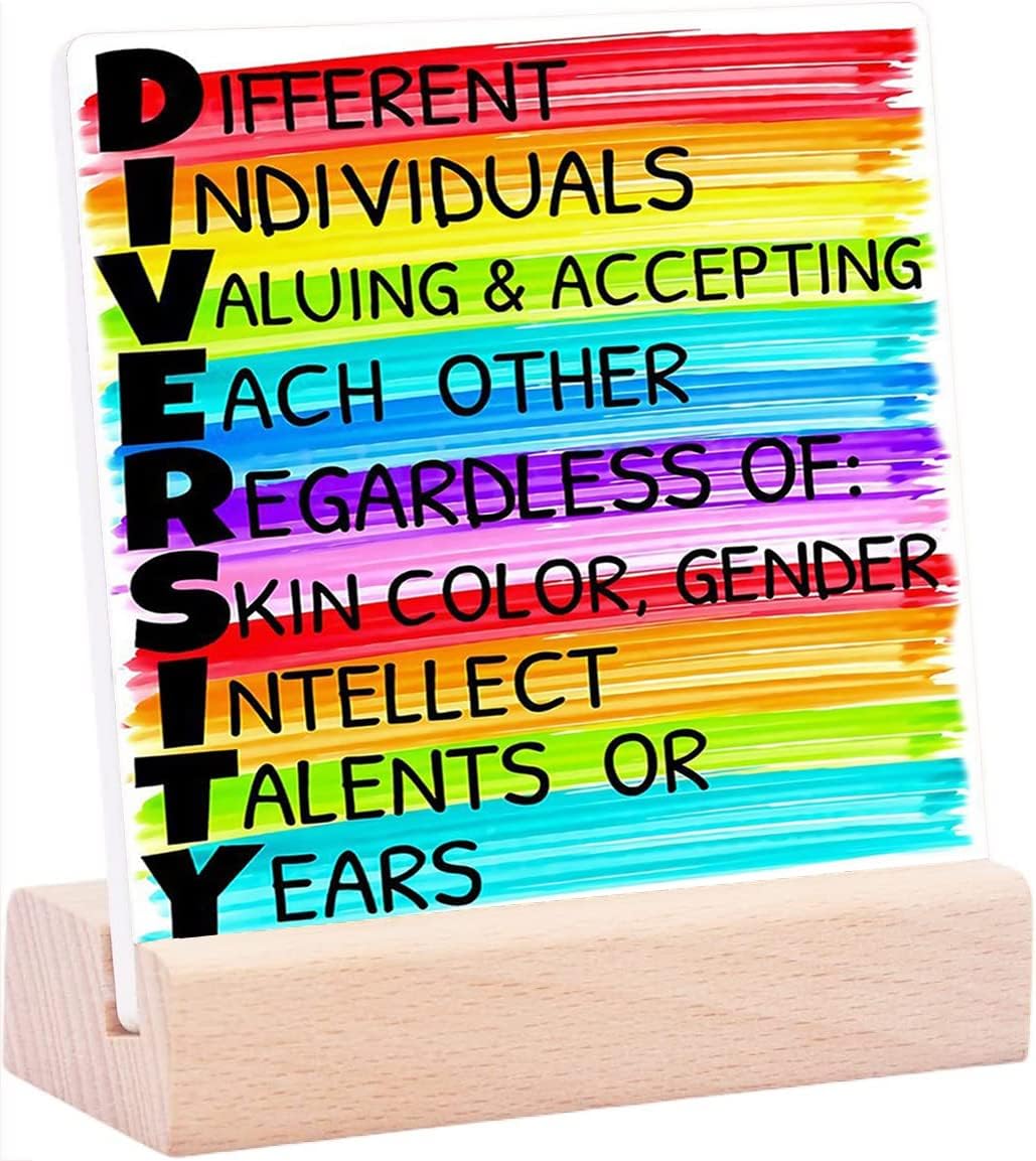LGBT Diversity Different Individuals Ceramic Table Plaque with Wooden ...