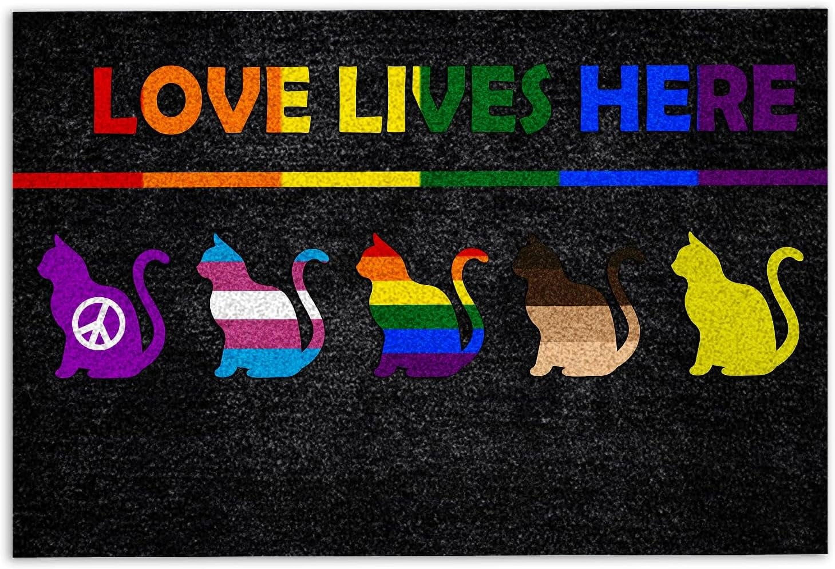 LGBT Door Mat LGBT Support LGBTQ Pride Month Love Lives Here Rainbow ...