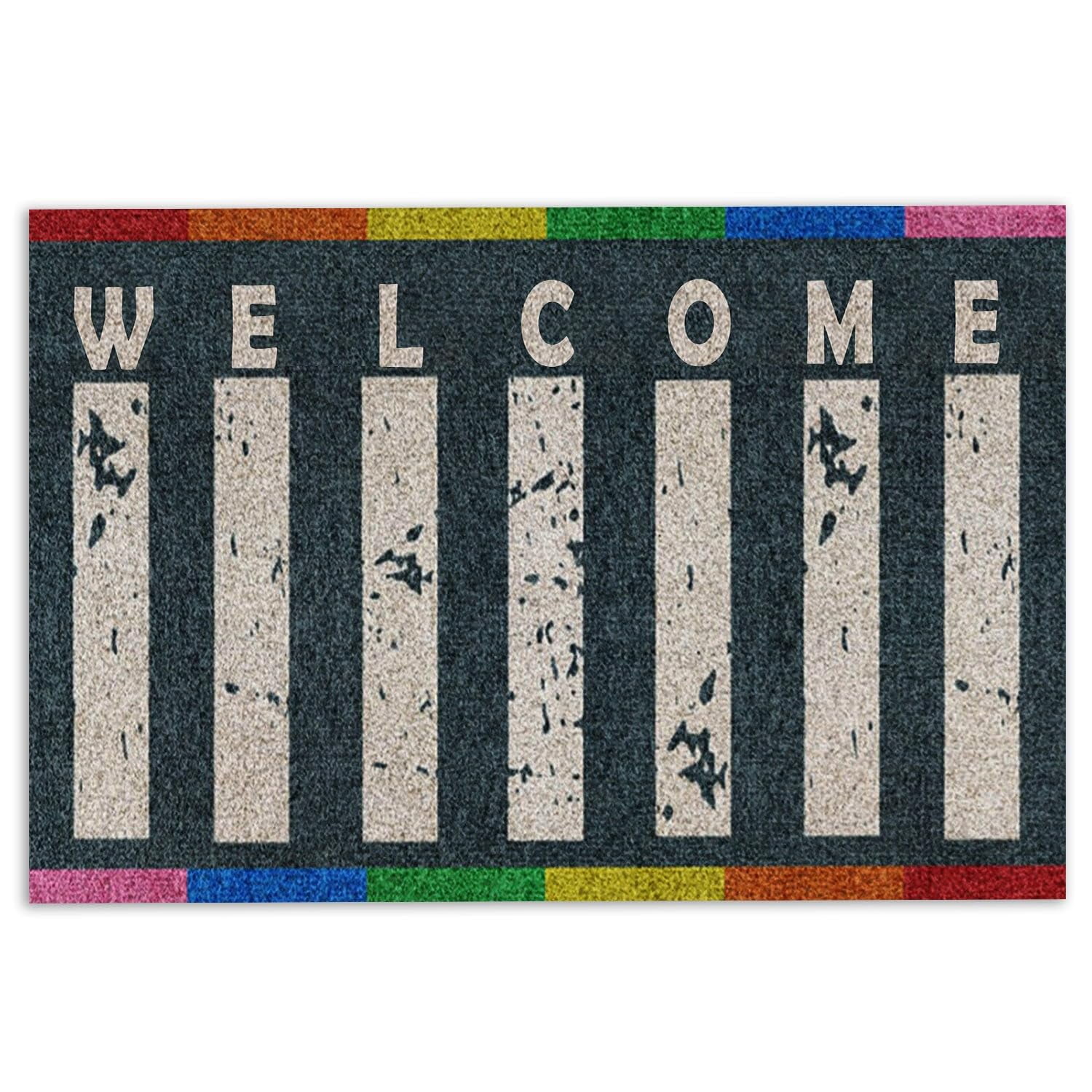 LGBT Door Mat LGBT LGBTQ Welcome Pride Support Rainbow Color Welcome ...