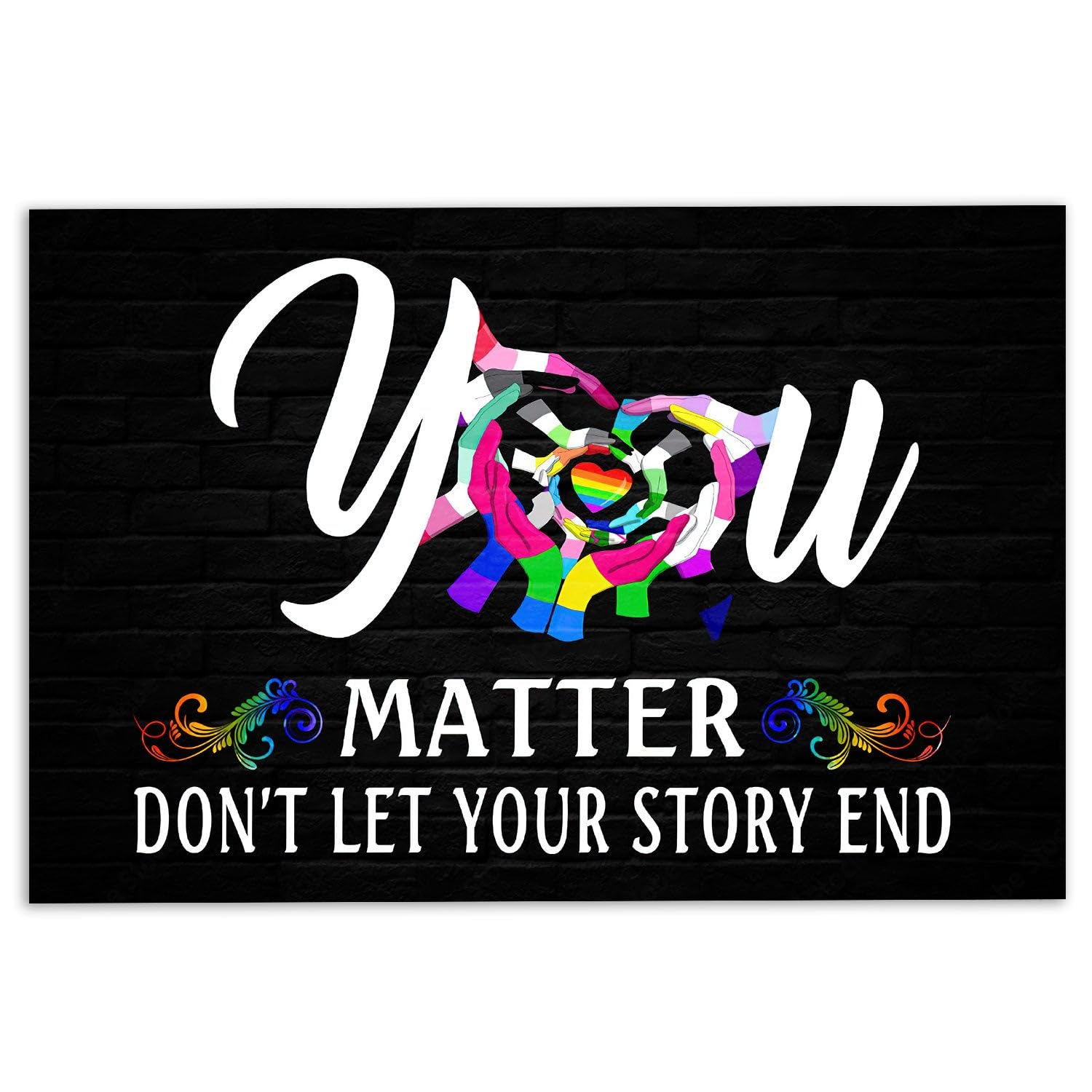 LGBT Door Mat LGBT Pride Rainbow Support Gift idea You Matter Black ...