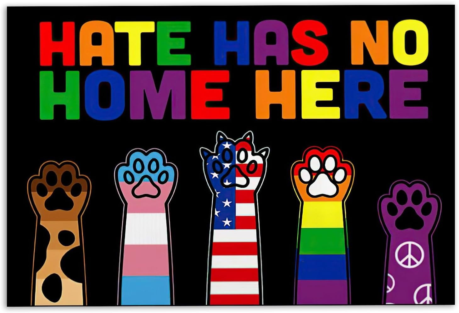 LGBT Door Mat LGBT Pride Rainbow Support Gift idea cat Hand Hate no ...