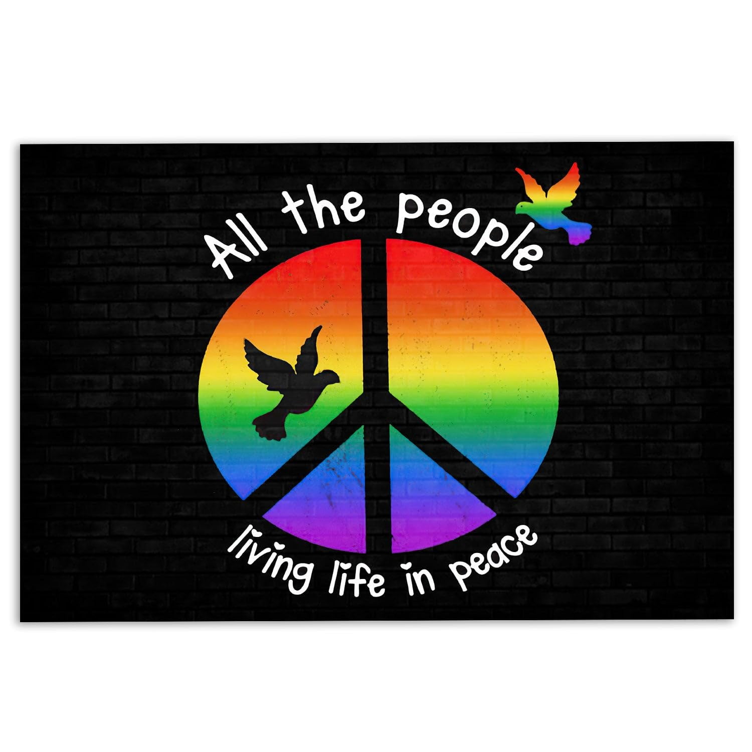 LGBT Door Mat LGBT Pride Support Gift idea Rainbow Peace Sign Dove All ...