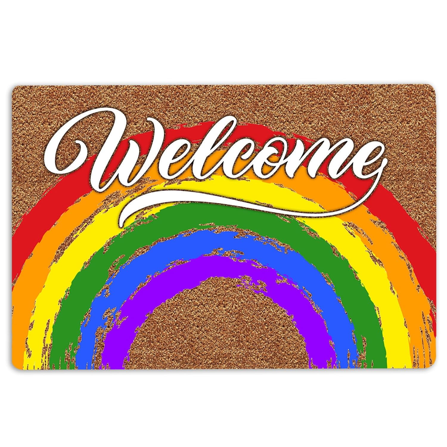 LGBT Door Mat Rainbow Flag Welcome Colorful LGBT LGBTQ Pride Love is ...