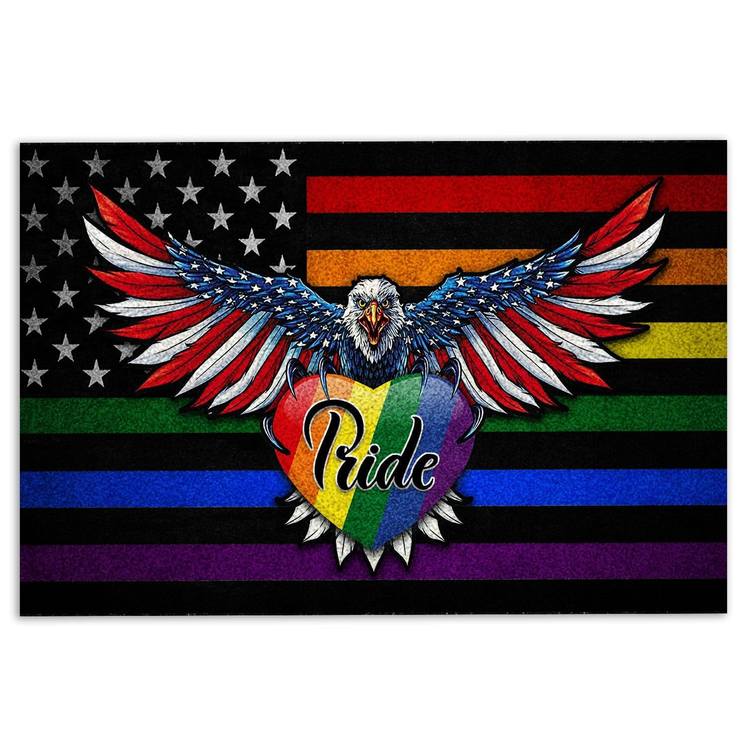 LGBT Door Mat LGBT Support LGBTQ Pride Eagle Rainbow Flag Heart Pride ...