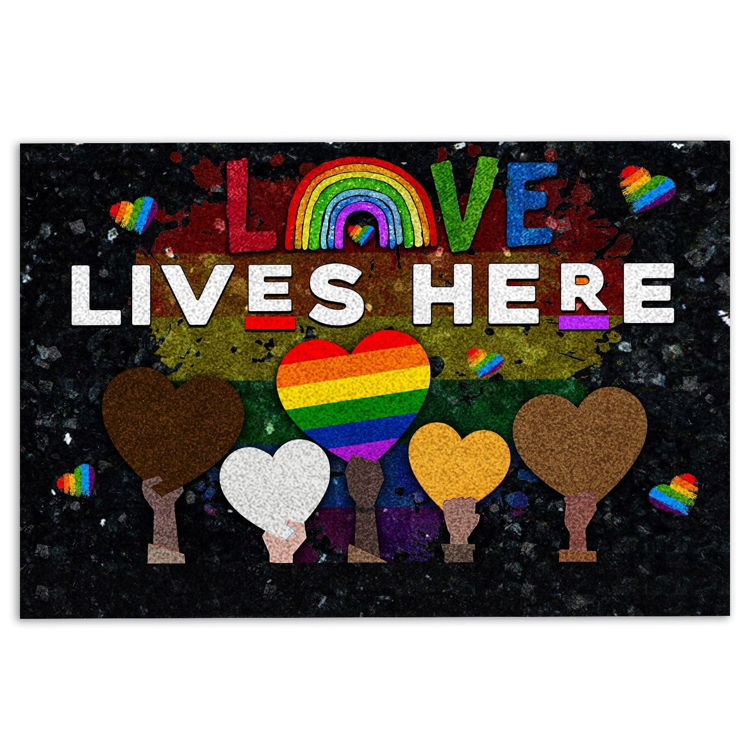 LGBT Door Mat LGBT Support LGBTQ Pride Month Love Lives Here Rainbow ...