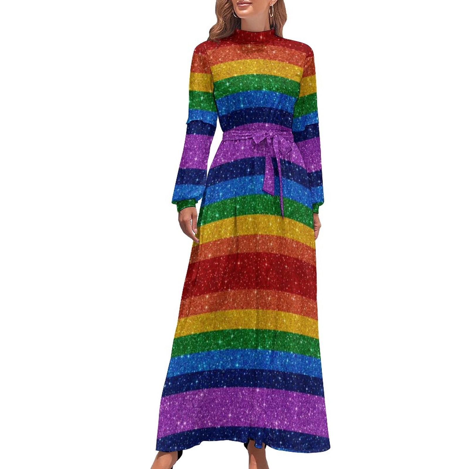 LGBT Dress Gay Pride Flag Print Simple Boho Beach Dresses Female Long ...