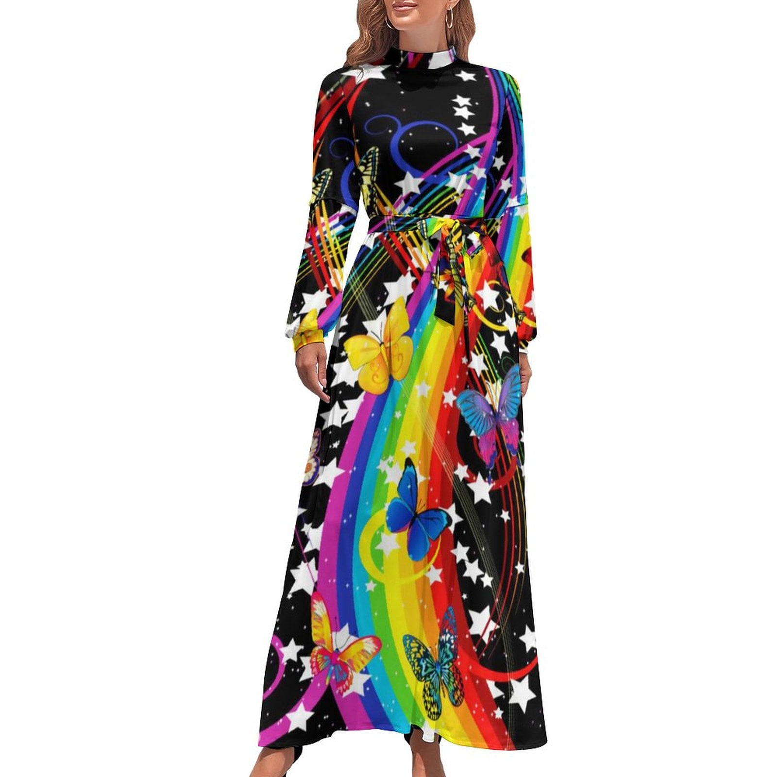 LGBT Dress Gay Pride Flag Print Simple Boho Beach Dresses Female Long ...