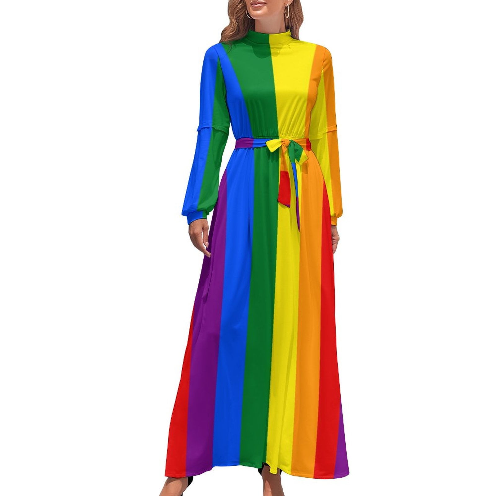 LGBT Dress Gay Pride Flag Print Simple Boho Beach Dresses Female Long ...