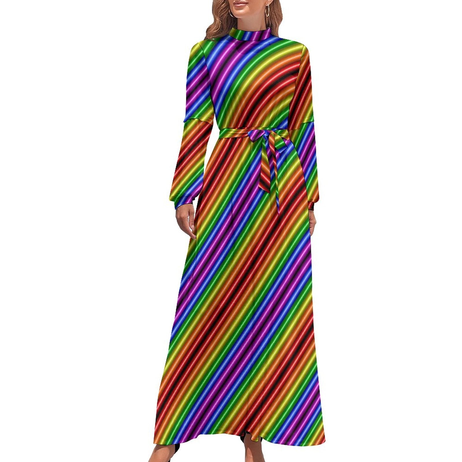 LGBT Dress Gay Pride Flag Print Simple Boho Beach Dresses Female Long ...