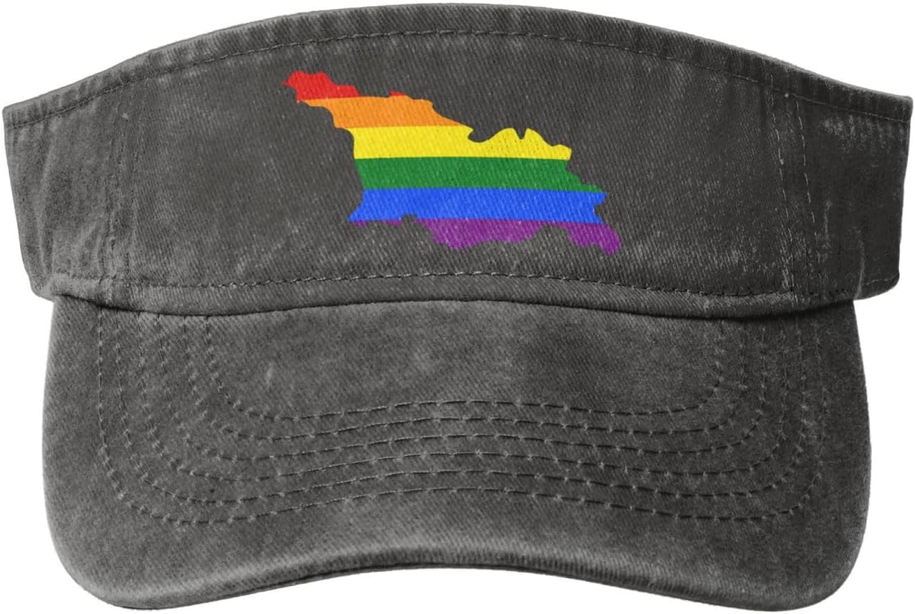 LGBT Flag Map of Georgia Sun Visor Hats for Women Men Sun Hat Cotton ...
