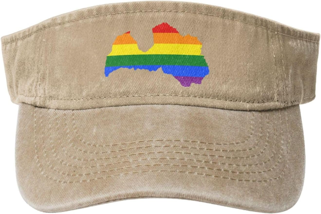 LGBT Flag Map of Latvia Sun Visor Hats for Women Men Sun Hat Cotton ...