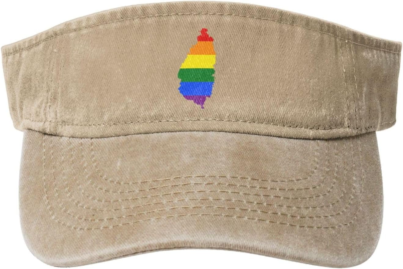 LGBT Flag Map of SaintLucia Sun Visor Hats for Women Men Sun Hat Cotton ...