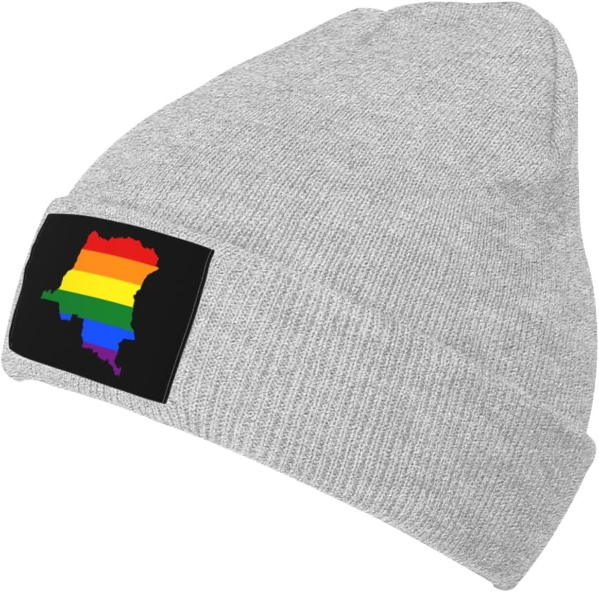 LGBT Flag Map of The Democratic Republic of The Congo Beanie Hat for ...
