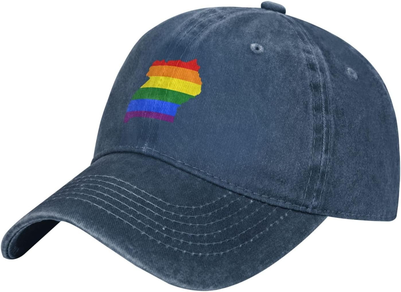 LGBT Flag Map of Uganda Hat Vintage Washed Distressed Baseball Cap ...