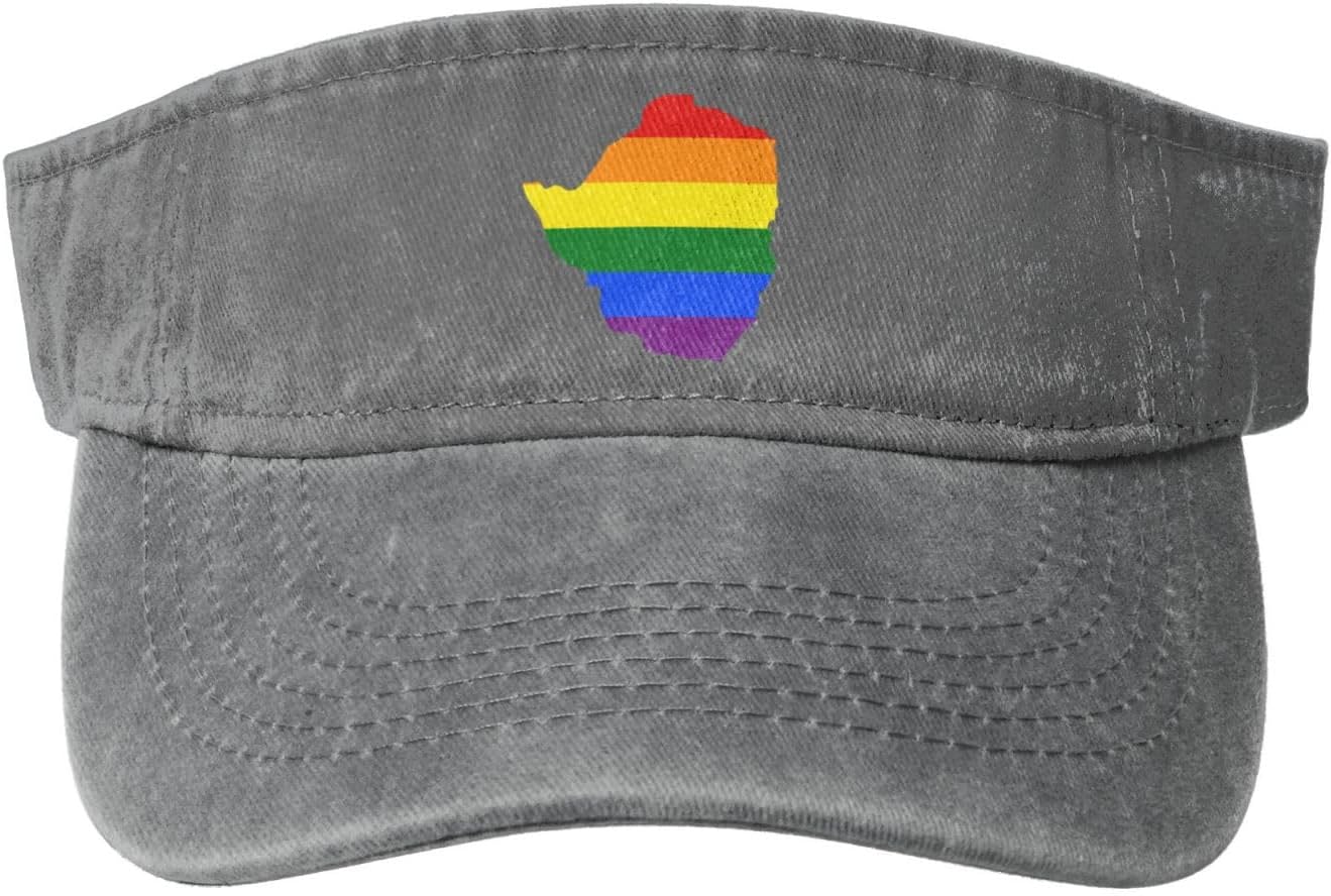 LGBT Flag Map of Zimbabwe Sun Visor Hats for Women Men Sun Hat Cotton ...