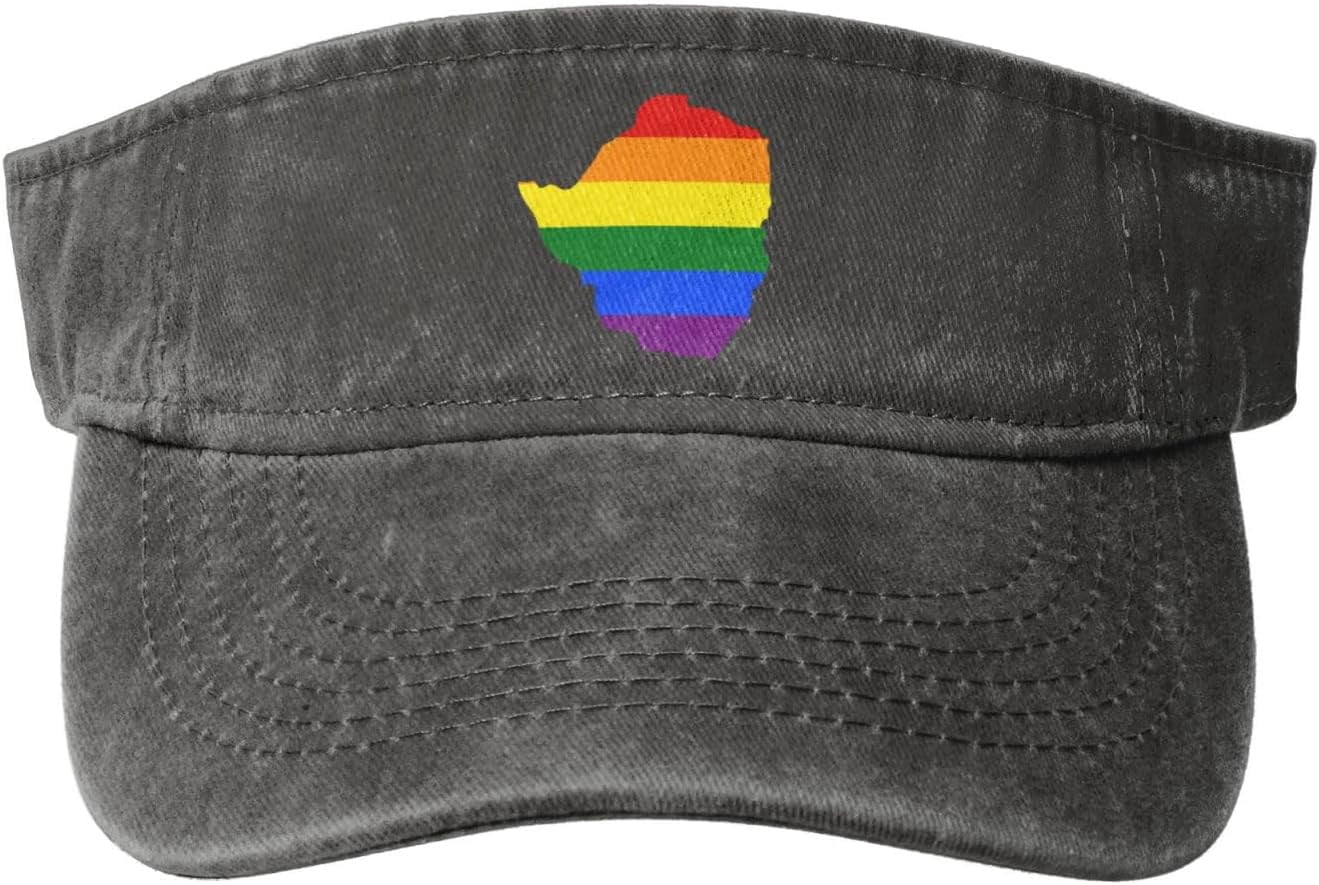 LGBT Flag Map of Zimbabwe Sun Visor Hats for Women Men Sun Hat Cotton ...