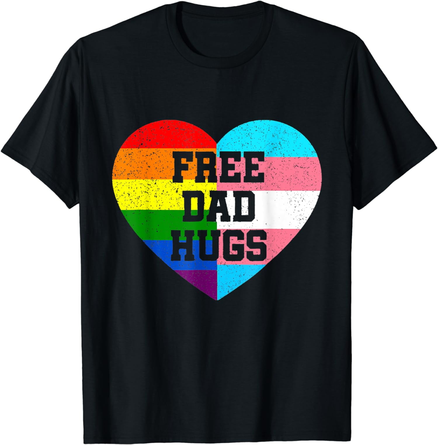 LGBT Flag Proud Dad Free Dad Hugs Gay Lesbian Pride Rainbow T-Shirt ...