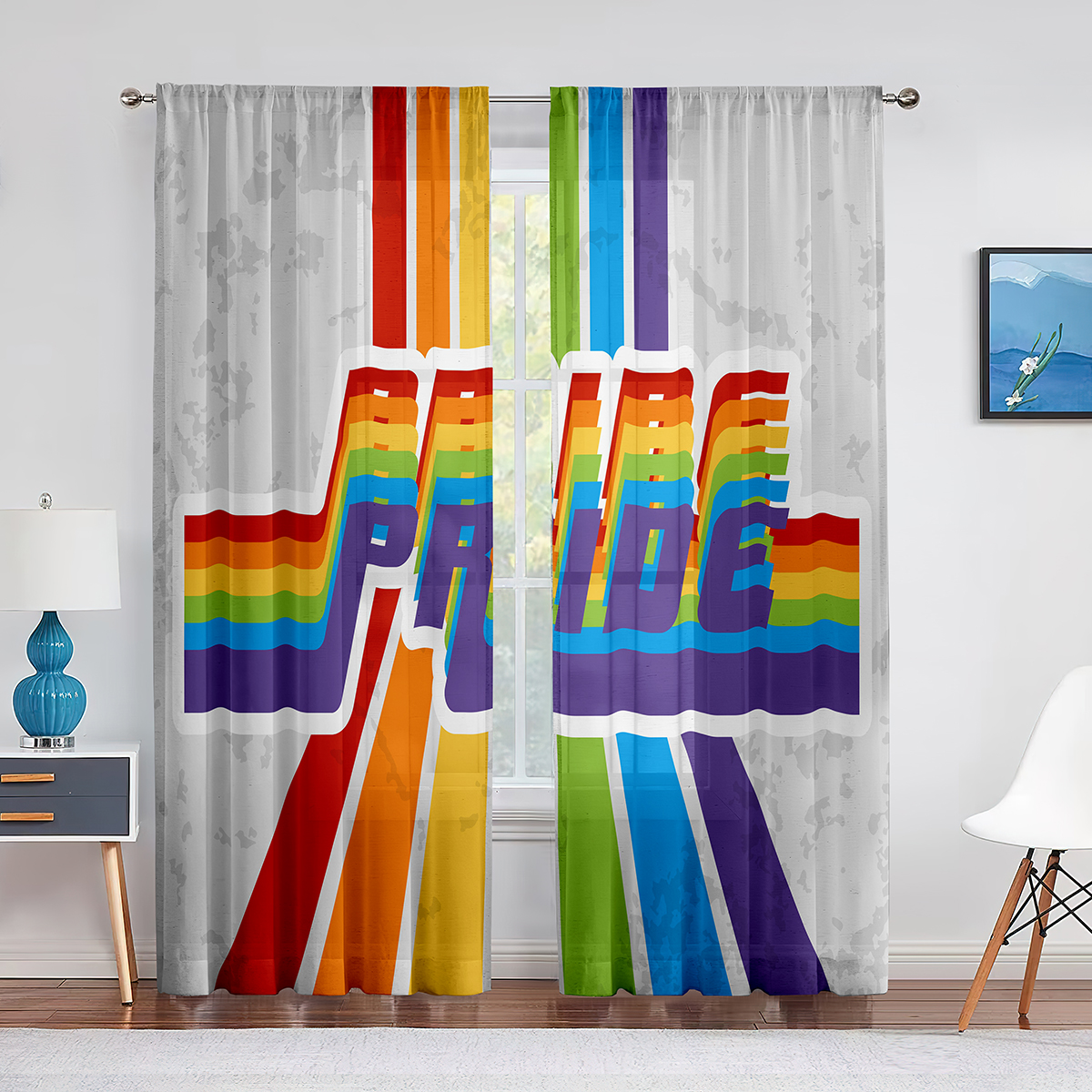 LGBT Gay Pride Colored Tulle Curtains Window Treatment for Kitchen ...
